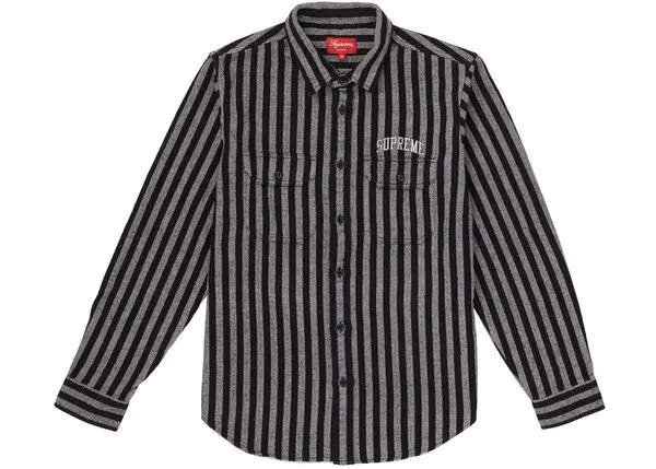 Supreme Stripe Heavyweight Flannel Shirt - Black