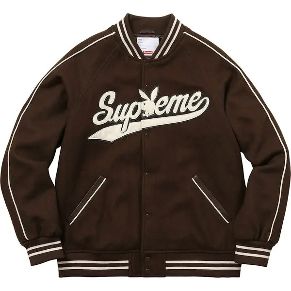 Supreme X Playboy Wool Varsity Jacket - Brown