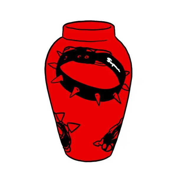 Supreme Studded Collars Vase - Red