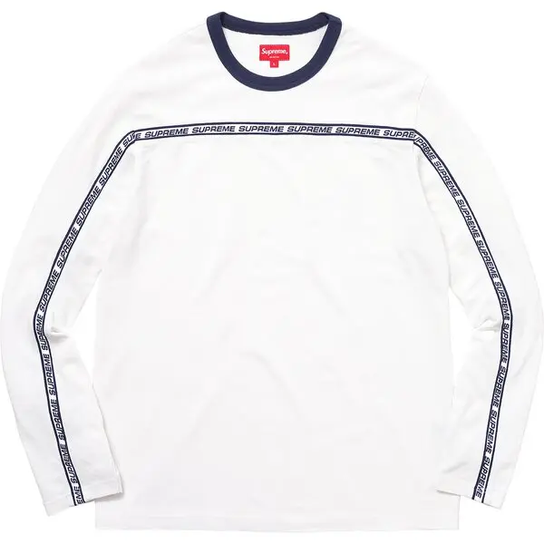 Supreme Tape Stripe Long Sleeve Pique Top - White