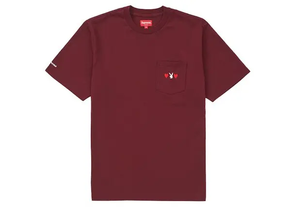 Supreme Playboy Pocket Tee Shirt - Burgundy