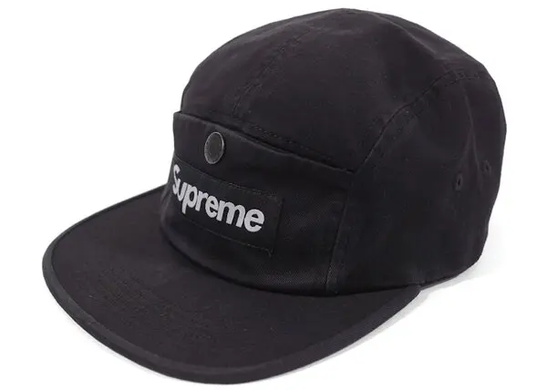 Supreme Snap Button Pocket Camp Cap - Black
