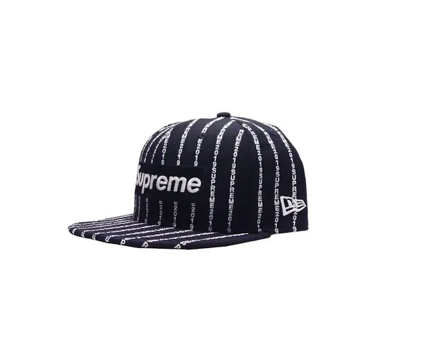 Supreme Text Stripe New Era Cap - Navy Blue