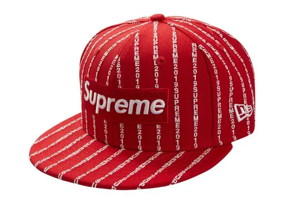 Supreme Text Stripe Cap - Red