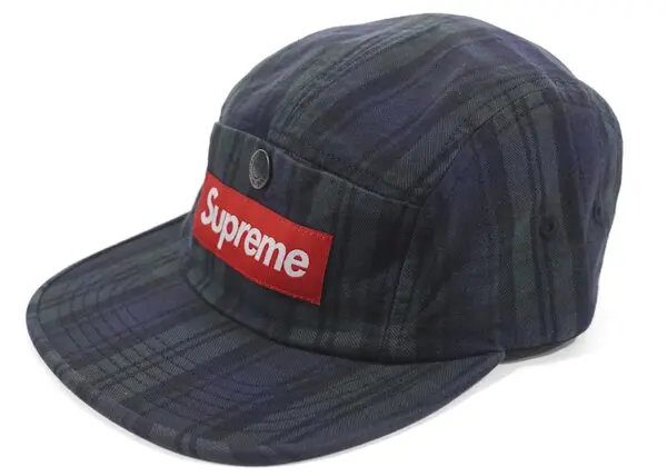 Supreme Snap Button Pocket Camp Cap - Black Watch Plaid