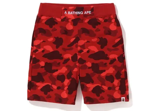 A BATHING APE Camo Sweat Shorts - Red