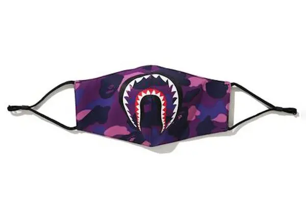 A BATHING APE Camo Shark Mask - Purple