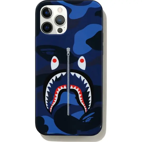 A BATHING APE Camo Shark Iphone 12/12 Pro Case - Navy Blue