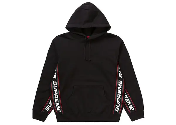 Supreme Text Rib Hooded Sweatshirt - Black
