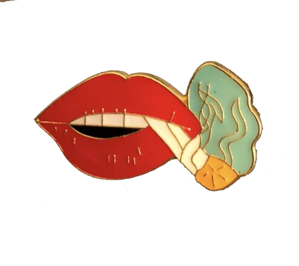 Supreme Smoking Lips Pin - Gold