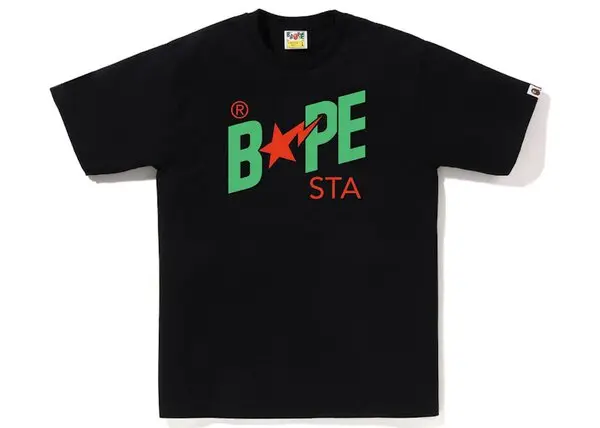 A BATHING APE Colors Sta Logo Tee Shirt - Black