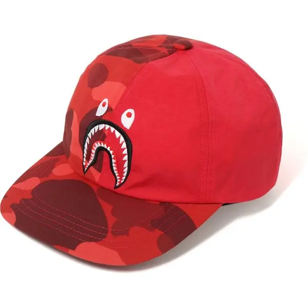 A BATHING APE Camo Shark Panel Cap - Red