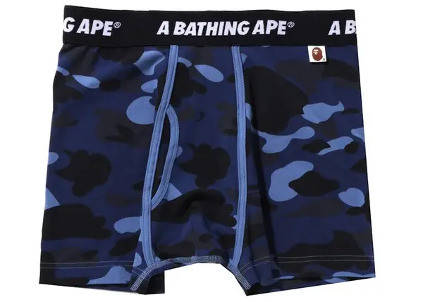 A BATHING APE Camo Trunks - Navy Blue