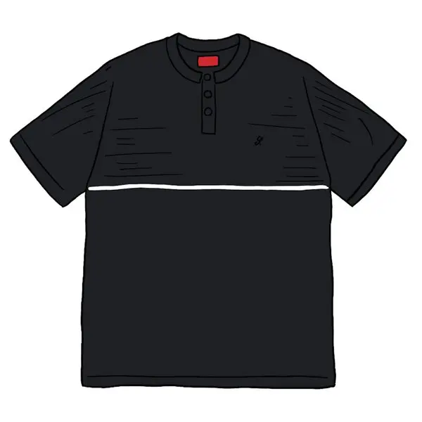 Supreme Terry Short Sleeve Henley - Black