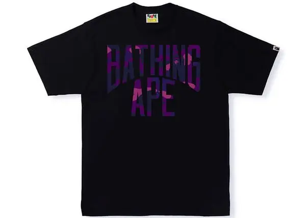 A BATHING APE Camo Nyc Logo Tee Shirt - Black Purple