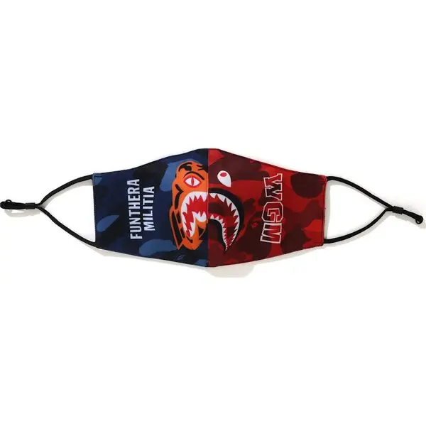 A BATHING APE Camo Tiger Shark Mask - Navy Blue