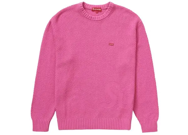 Supreme Textured Small Box Sweater - Pink