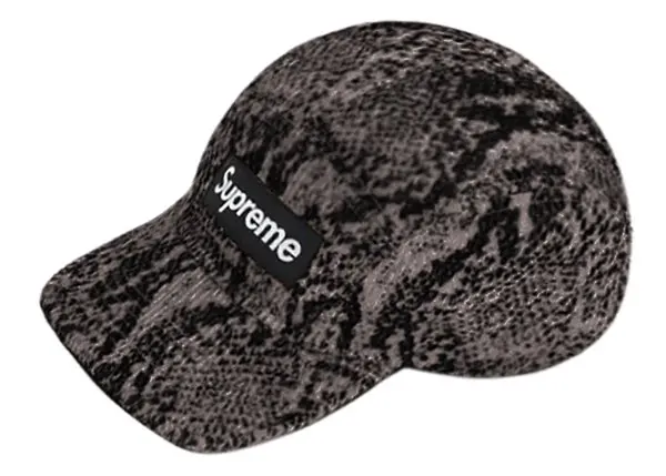 Supreme Snakeskin Corduroy Camp Cap - Black