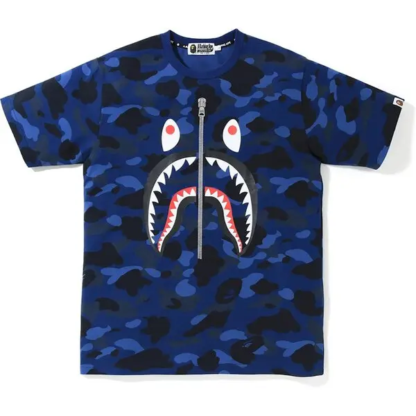 A BATHING APE Camo Shark Tee Shirt - Blue