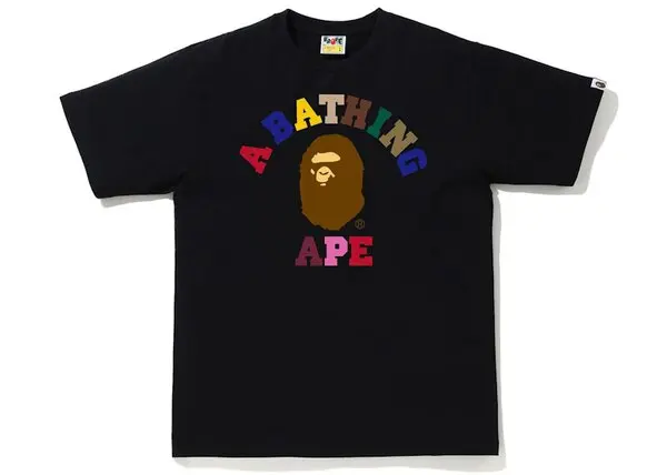 A BATHING APE Colors College Tee Shirt - Black