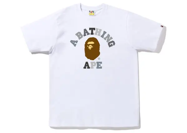 A BATHING APE Colors College Tee Shirt - White Black