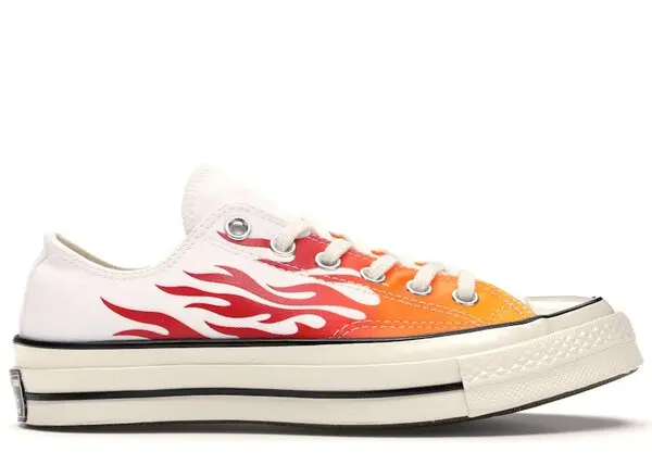 CONVERSE Chuck Taylor All Star 70 Ox Archive Print Flames - White/enamel Red/bold Mandarin