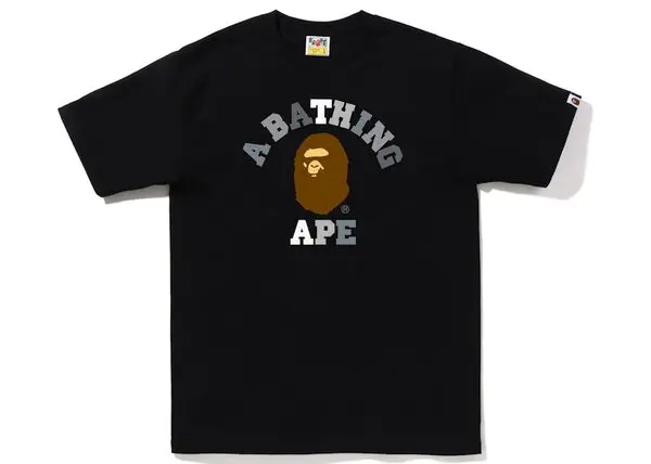A BATHING APE Colors College Tee Shirt - Black Black