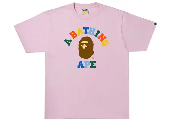 A BATHING APE Colors College Tee Shirt - Pink