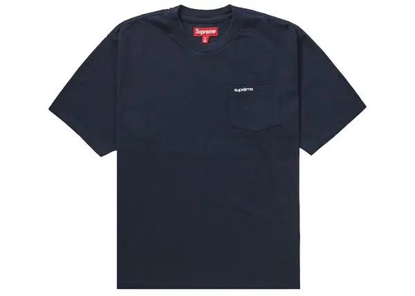 Supreme Short Sleeve Pocket Tee Shirt - Navy Blue