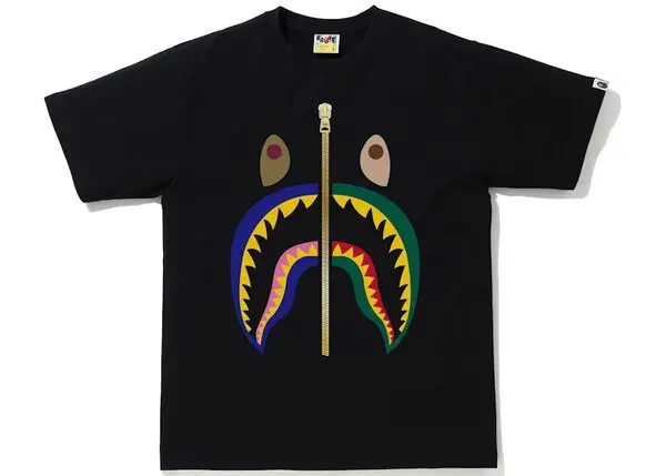 A BATHING APE Colors Shark Tee Shirt - Black