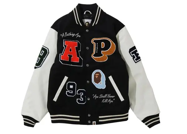 A BATHING APE Crazy Patch Varsity Jacket