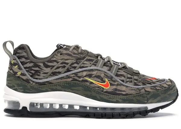 Nike Air Max 98 Aop Camo Sneakers - Khaki/team Orange/medium Olive
