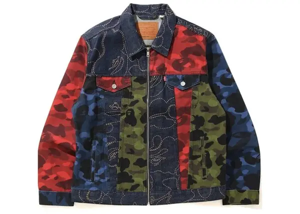 A BATHING APE X Levi's Camo Trucker Jacket - Multicolor