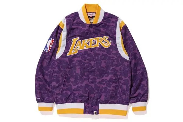 A BATHING APE X Mitchell & Ness Lakers Warm Up Jacket - Purple