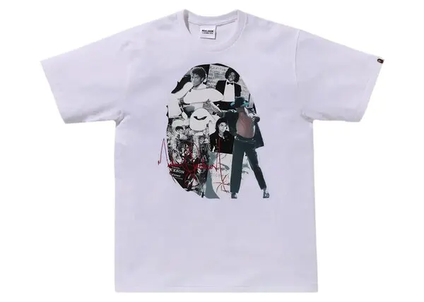 A BATHING APE X Michael Jackson Album Jacket Ape Head Tee Shirt - White