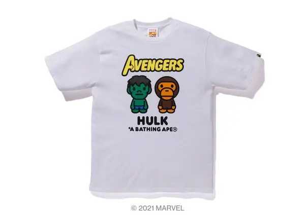 A BATHING APE X Marvel Comics Milo The Hulk Tee Shirt - White