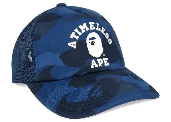 A BATHING APE X Jjjjound Camo College Mesh Cap - Navy Blue