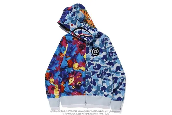 BAPE X Mika Ninagawa Bear Shark Full Zip Hoodie - Blue