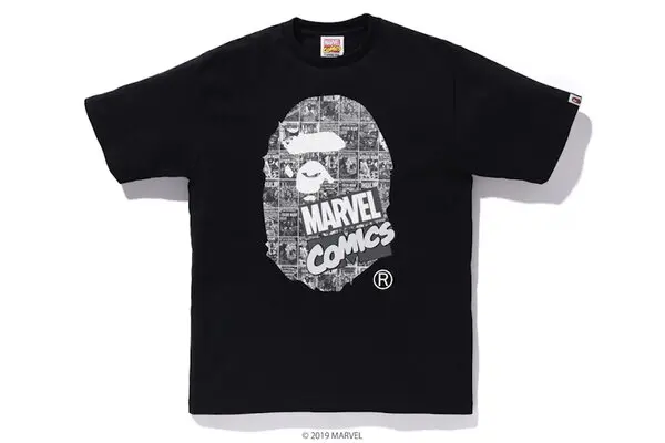 A BATHING APE X Marvel Comics Ape Head Ex Tee Shirt - Black