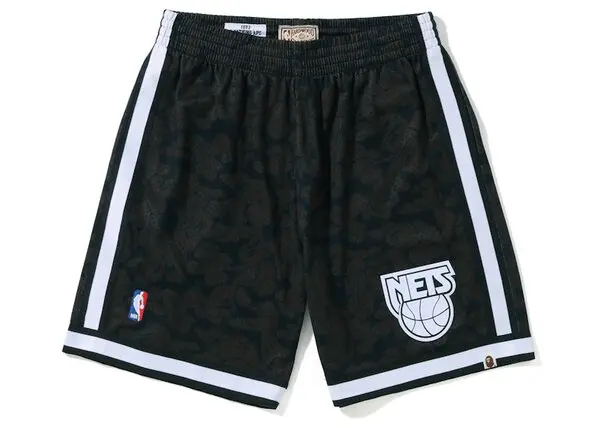 BAPE X Mitchell & Ness New Jersey Nets Shorts - Black