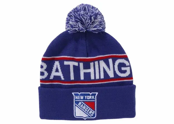BAPE X Mitchell & Ness Nhl Pom Beanie - Navy Blue