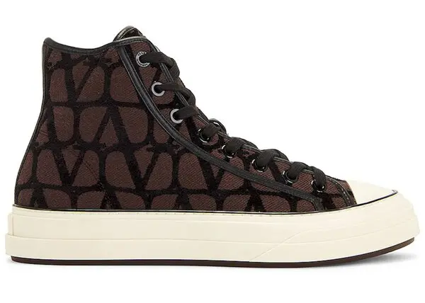 Valentino Garavani Toile Iconographe Totaloop High-top Sneakers - Brown/black