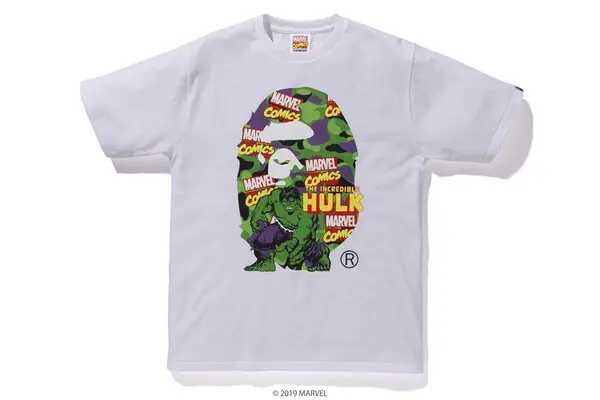 A BATHING APE X Marvel Camo The Hulk Tee Shirt