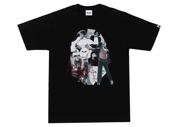 A BATHING APE X Michael Jackson Album Jacket Ape Head Tee Shirt - Black