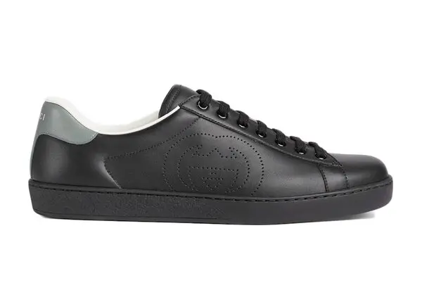 Gucci Ace Perforated Interlocking G Sneakers - Black