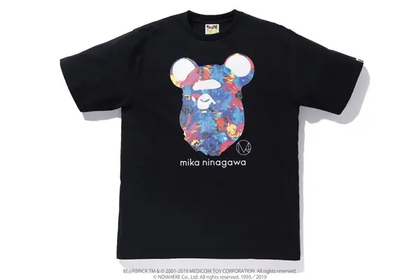 A BATHING APE X Mika Ninagawa Bear Ape Head Tee Shirt - Black