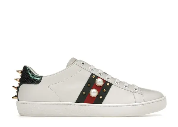 Gucci Ace Studded Pearl Sneakers - White