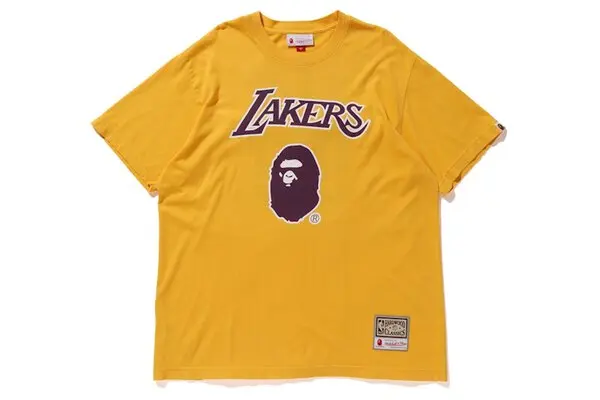 A BATHING APE X Mitchell & Ness Lakers Tee Shirt - Yellow