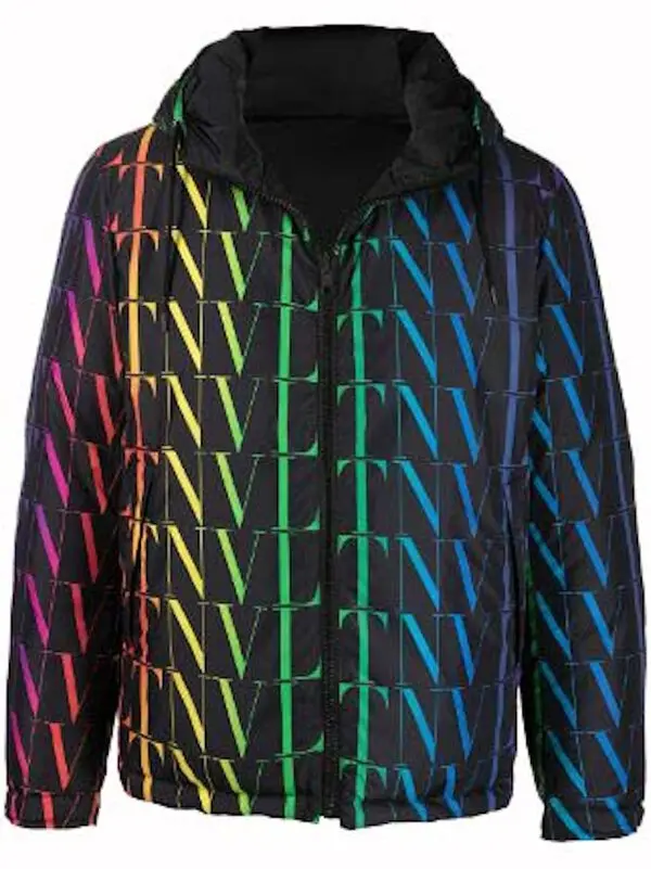 Valentino Garavani Vltn Allover Logo Reversible Down Jacket