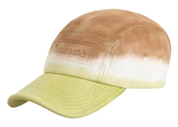 Supreme Embossed Denim Camp Cap - Brown Dip Dye